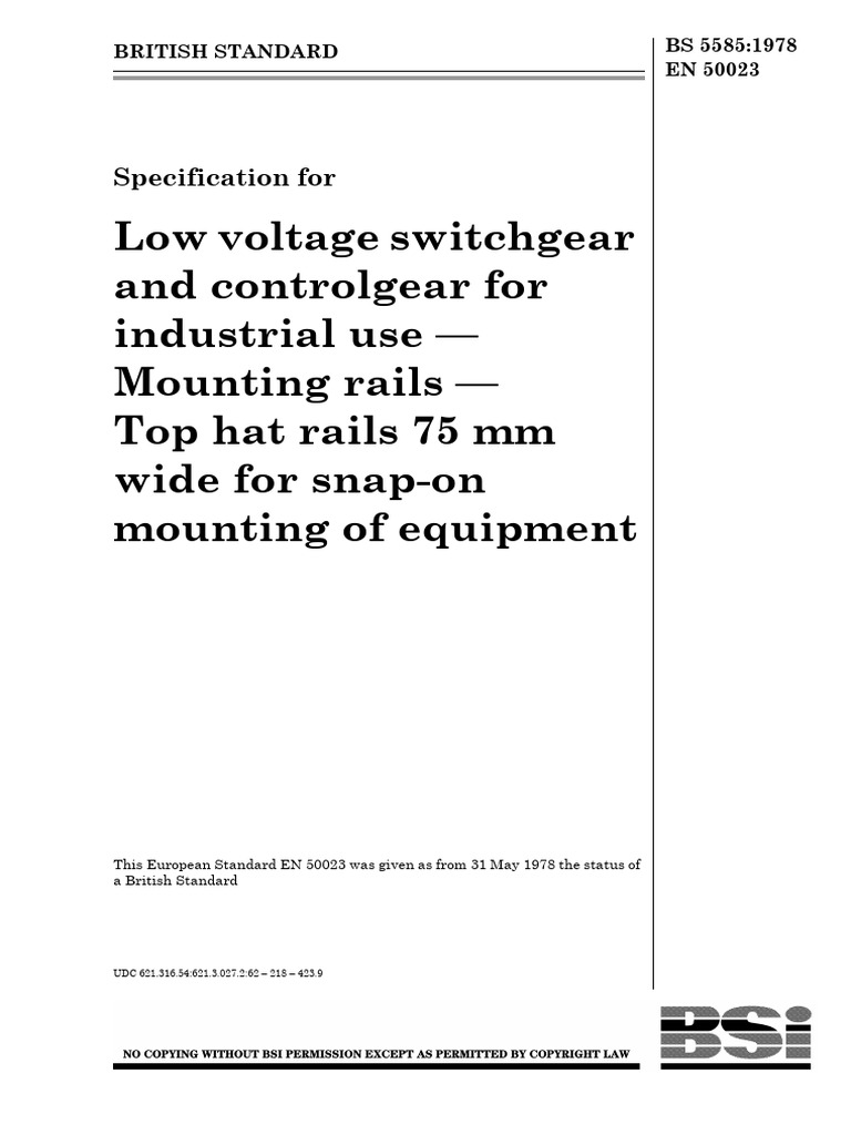 BS 5585 Low-Voltage Switch Gear and Controlgearr Industrial Use ...