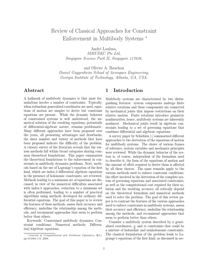 Review of Classical Approaches For Constraint | PDF