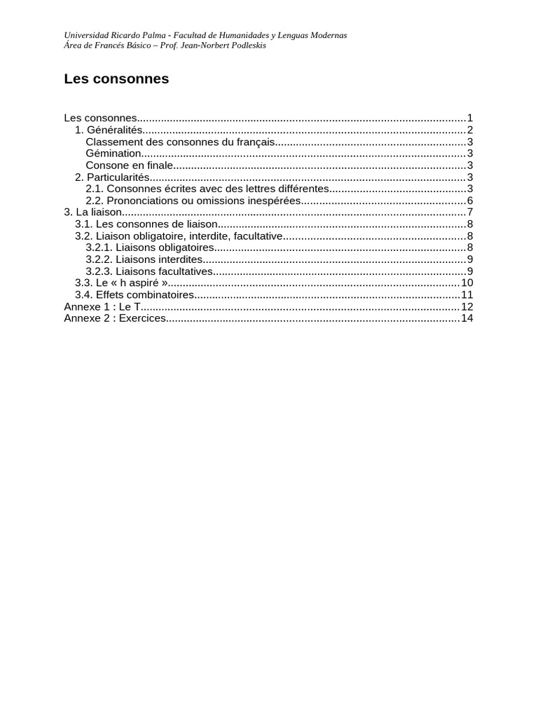 Les Consonnes | PDF