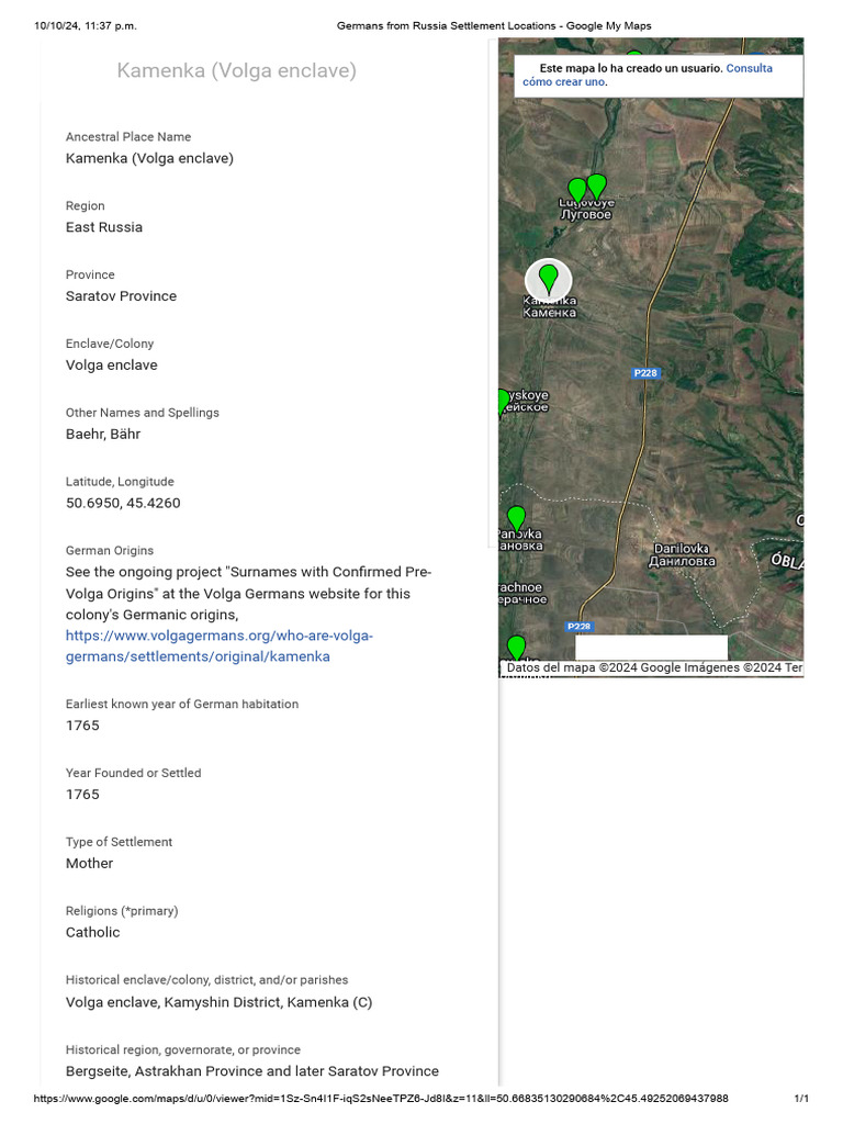 Germans From Russia Settlement Locations - Google My Maps - Kamenka | PDF Germans From Russia Settlement Locations - Google My Maps - Kamenka | PDF