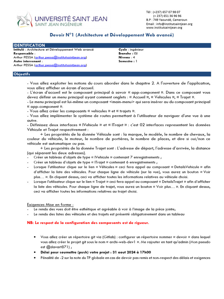 DEVOIR1 - Architecture Web Avance | PDF