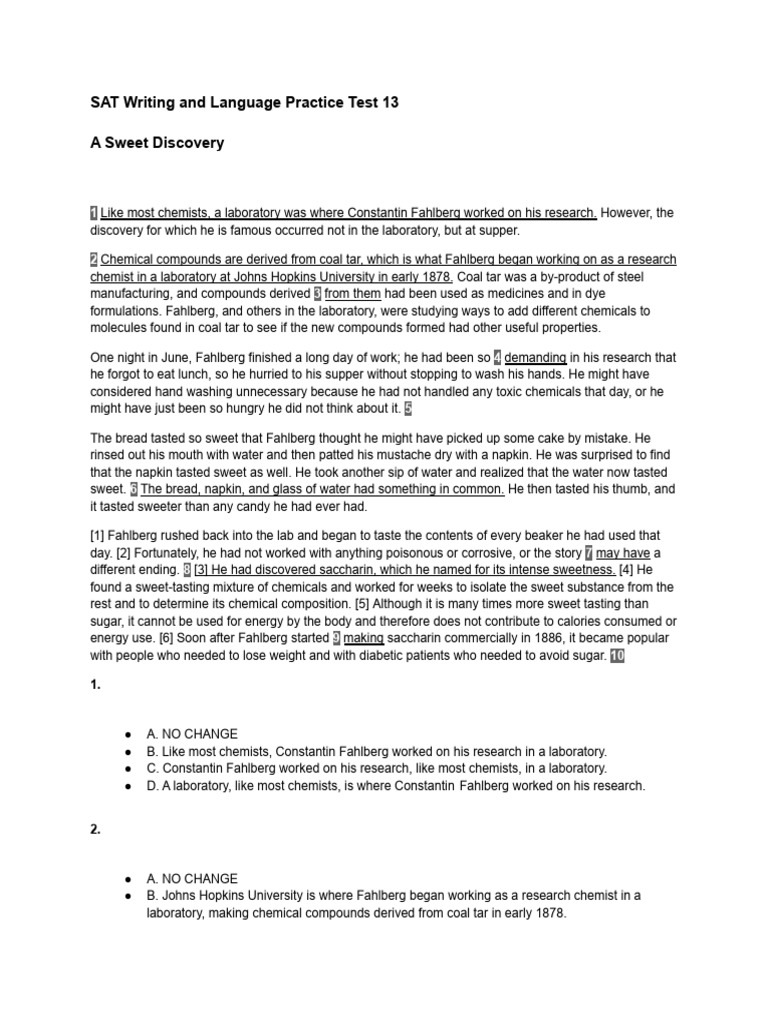 Writing and Language SAT Practice Test 13 | PDF | René Descartes ...
