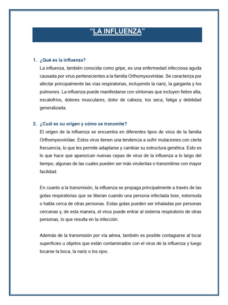 Qué Es La Influenza | PDF