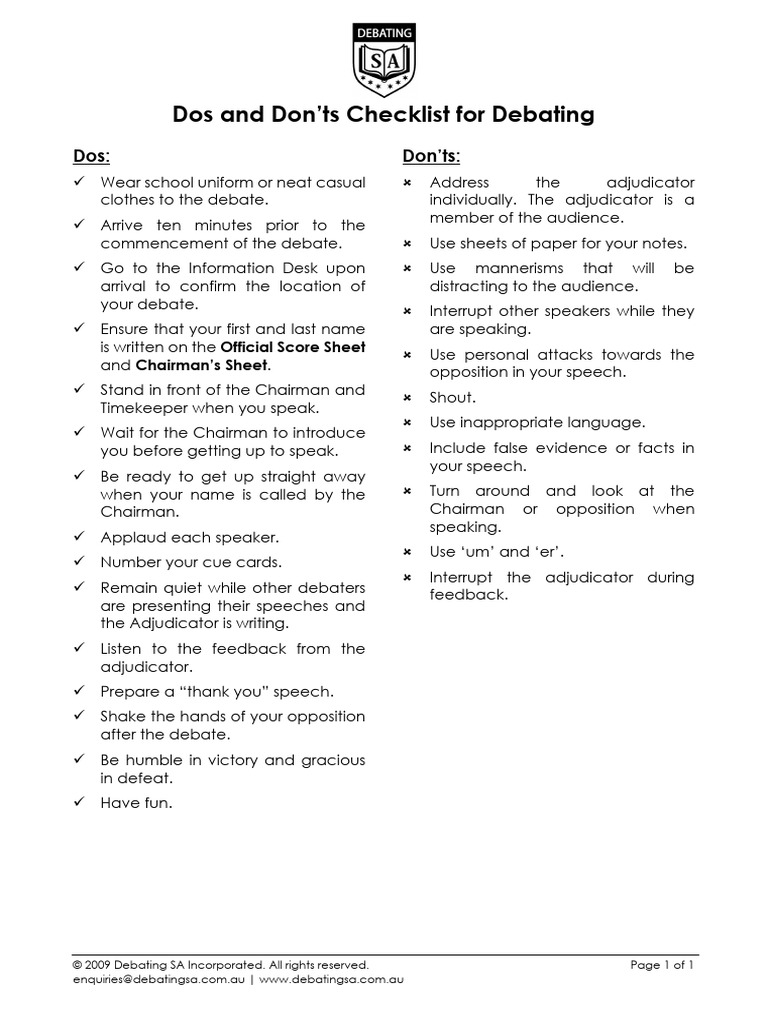 Debating Dos and Donts | PDF