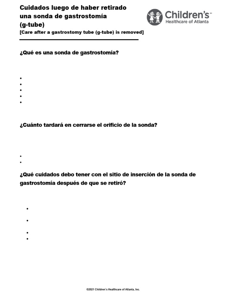 G Tube Removal SP | PDF