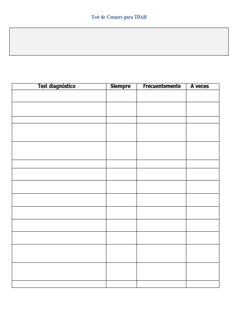Test de Conners para TDAH | PDF