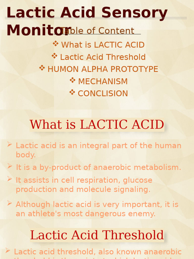 Lactic Acid Sensory Monitor | PDF