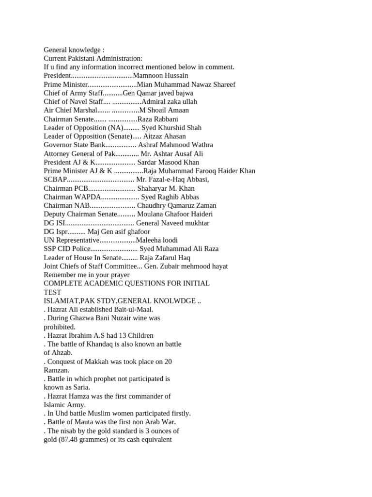 General knowledge | PDF