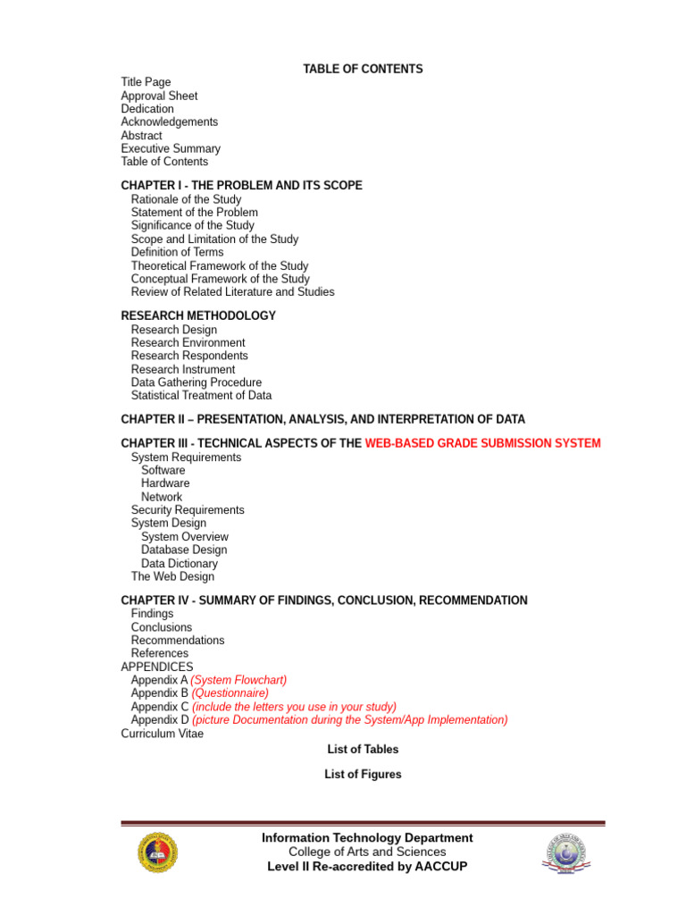 #2 - Table of Contents - Approval Sheet - Footer - Acknowledgement ...