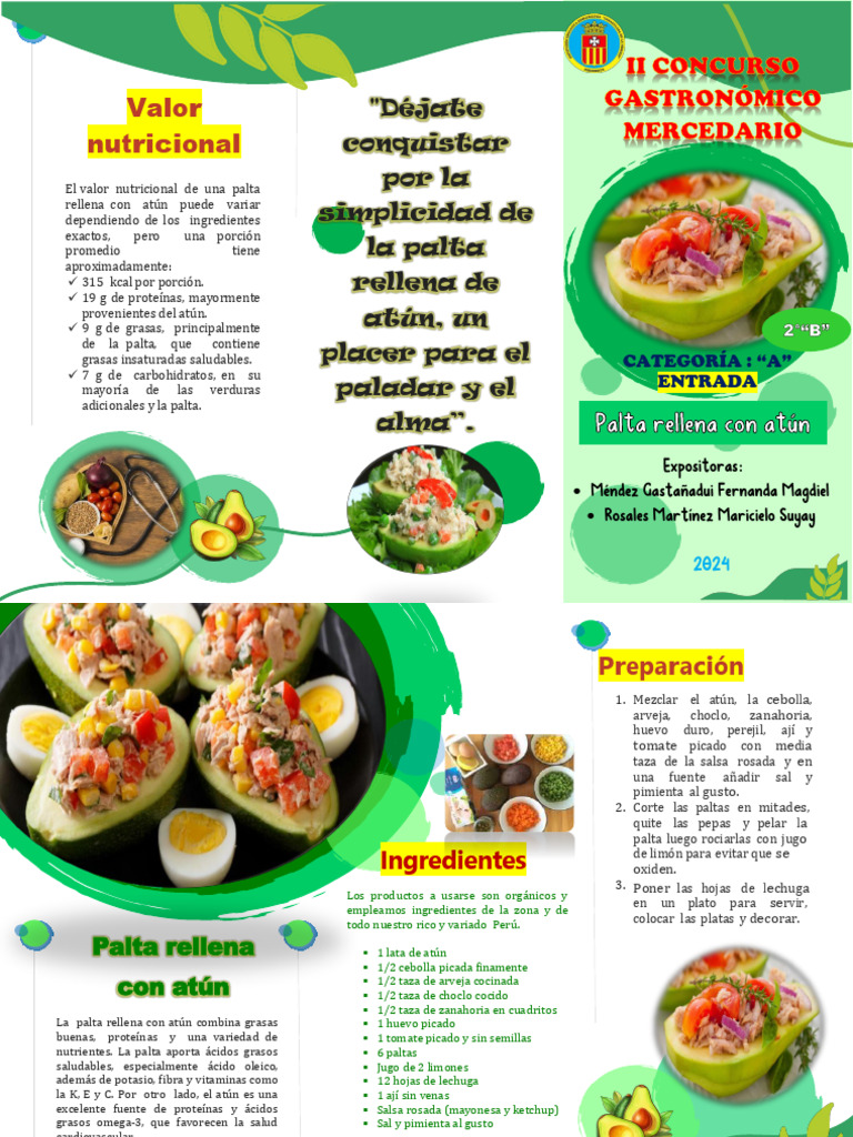 Triptico Palta de Atún XD | PDF | Aguacate | Salsa