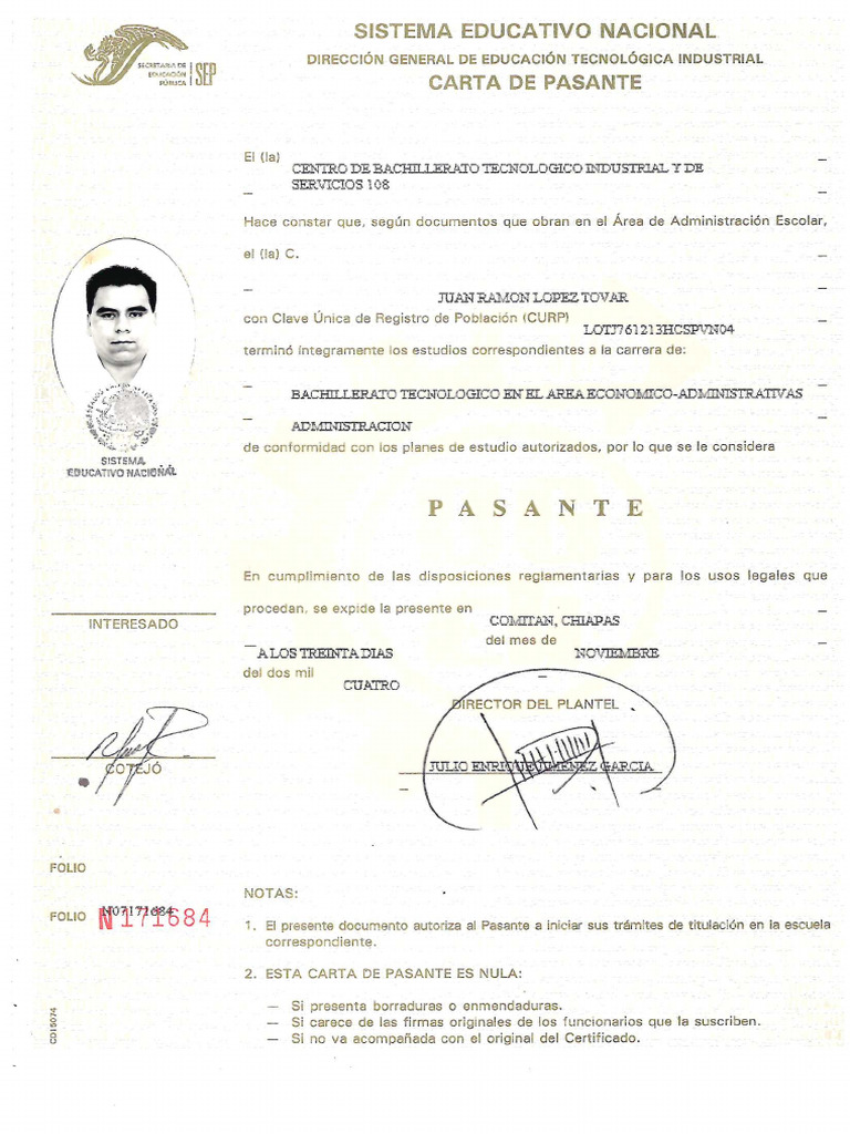 CARTA DE PASANTE | PDF