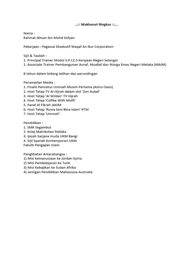 Resume Pu Rahmat | PDF