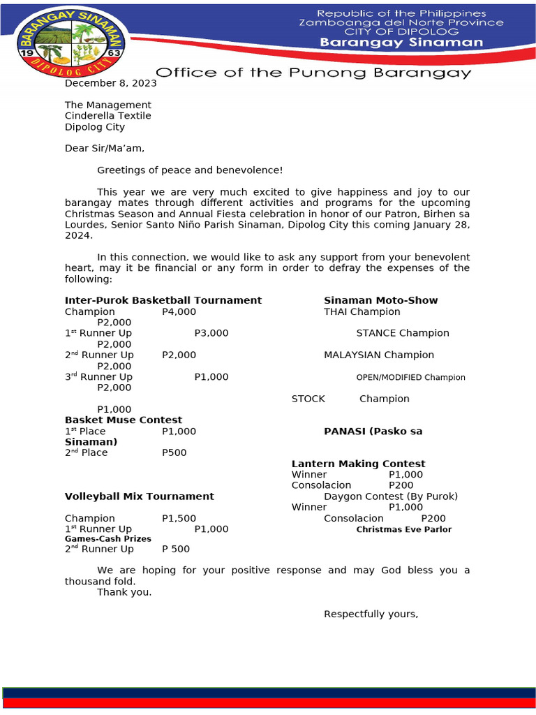 SK SOLICITATION-FIESTA | PDF