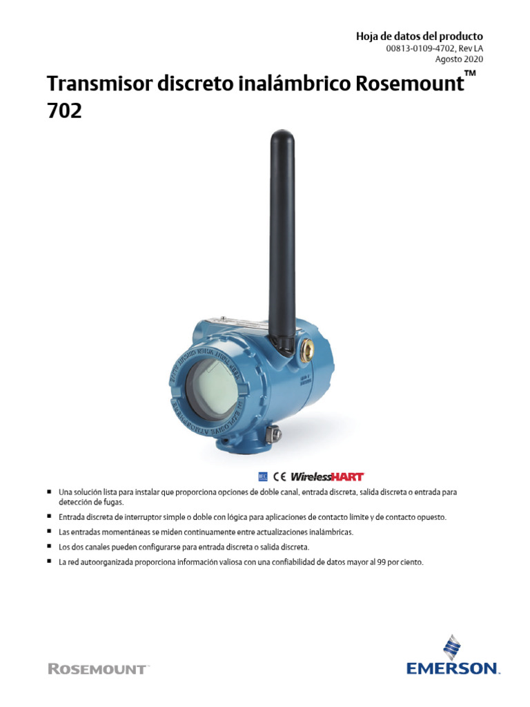 Hoja de Datos Del Producto Rosemount 702 Transmisor Discreto ...