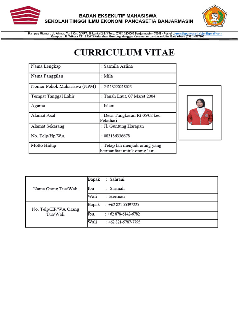 Calon Pengurus BEM STIE 2024-2025 | PDF
