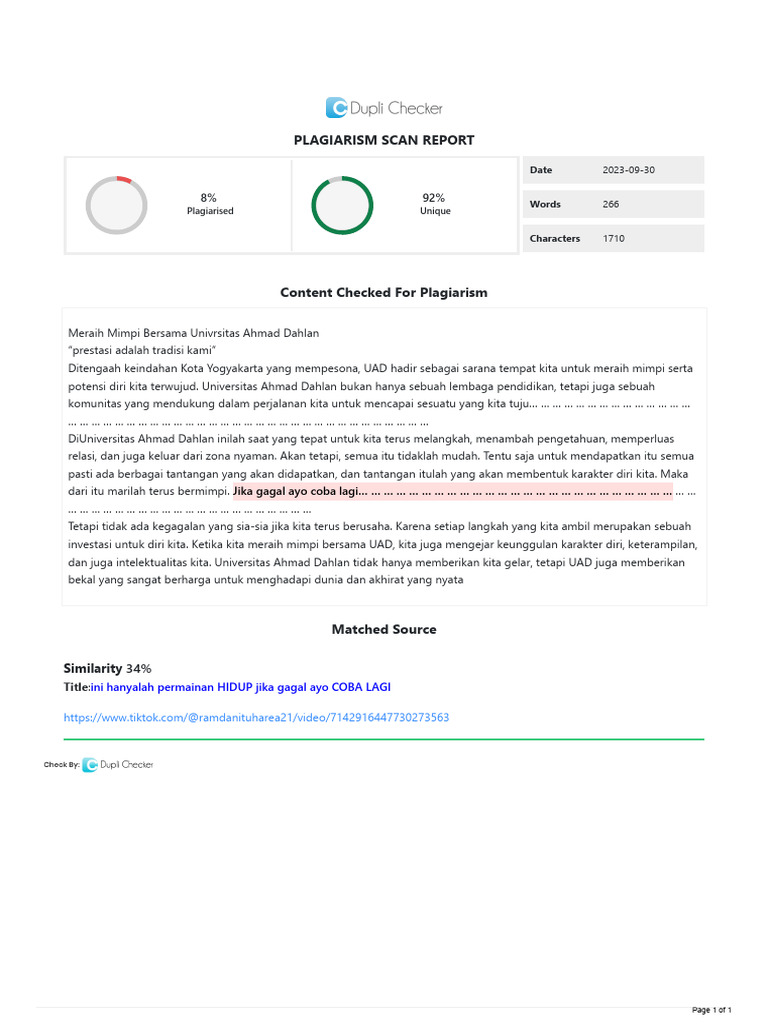 Duplichecker Plagiarism Report | PDF