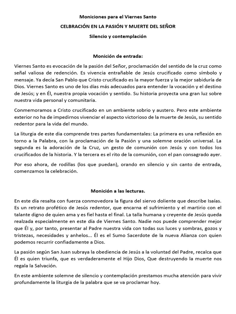 Moniciones para El Viernes Santo | PDF
