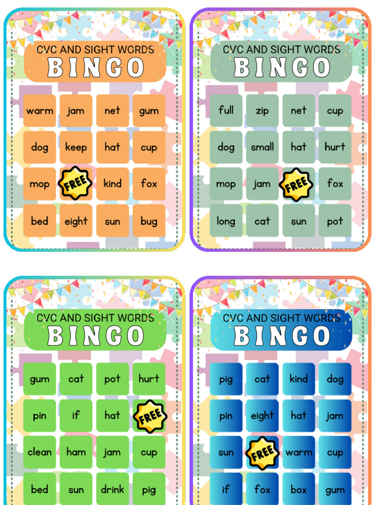 Bingo CVC and Sight Words | PDF