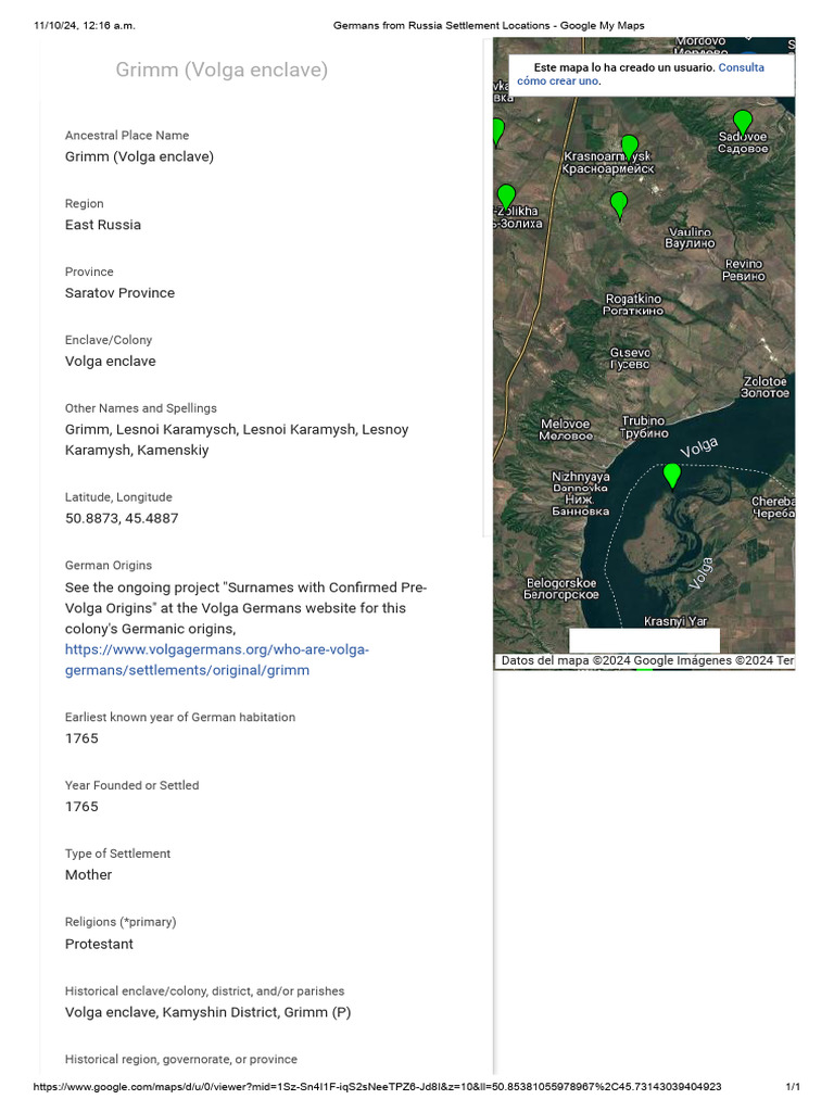 Germans from Russia Settlement Locations - Google My Maps - Grimm | PDF Germans from Russia Settlement Locations - Google My Maps - Grimm | PDF