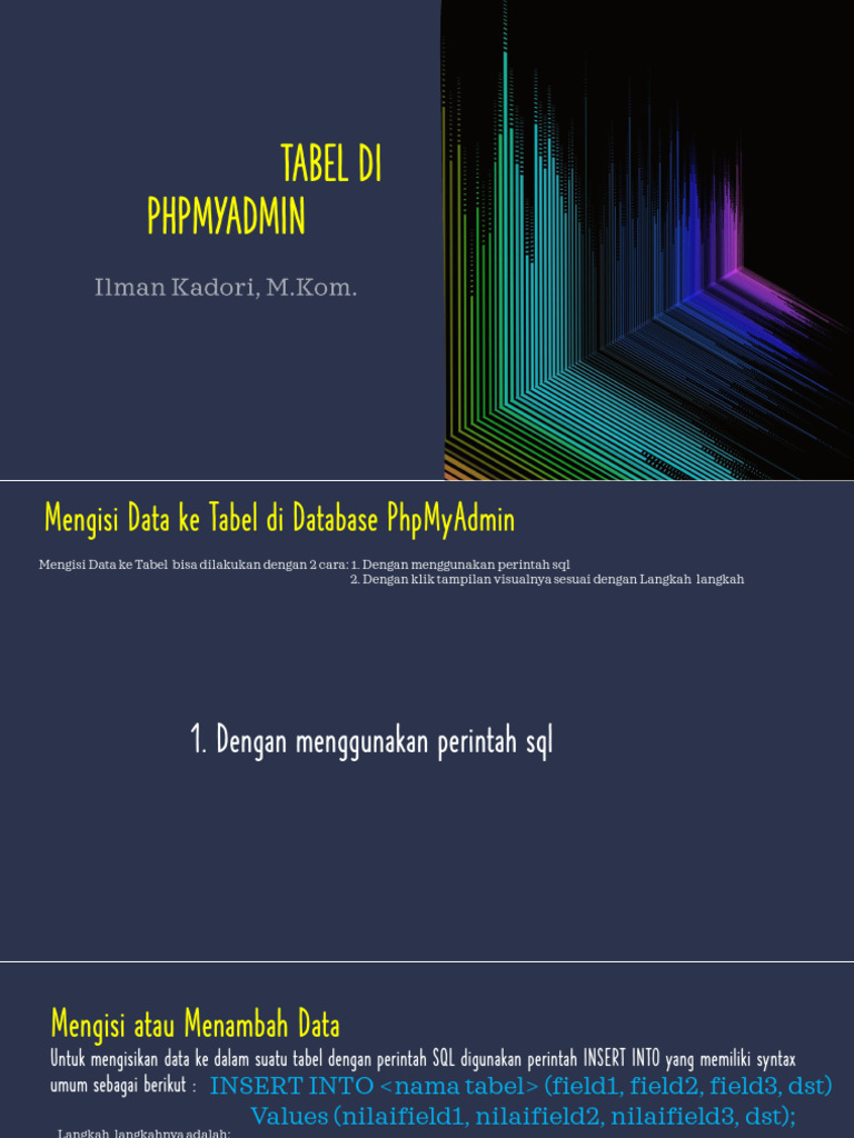3 Dan 4 Mengisi-Mengedit-Menghapus Data Ke Tabel Di MySQL | PDF