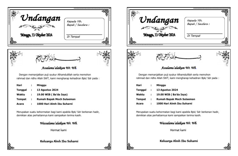 UNDANGAN SLAMETAN 1000 Hari | PDF