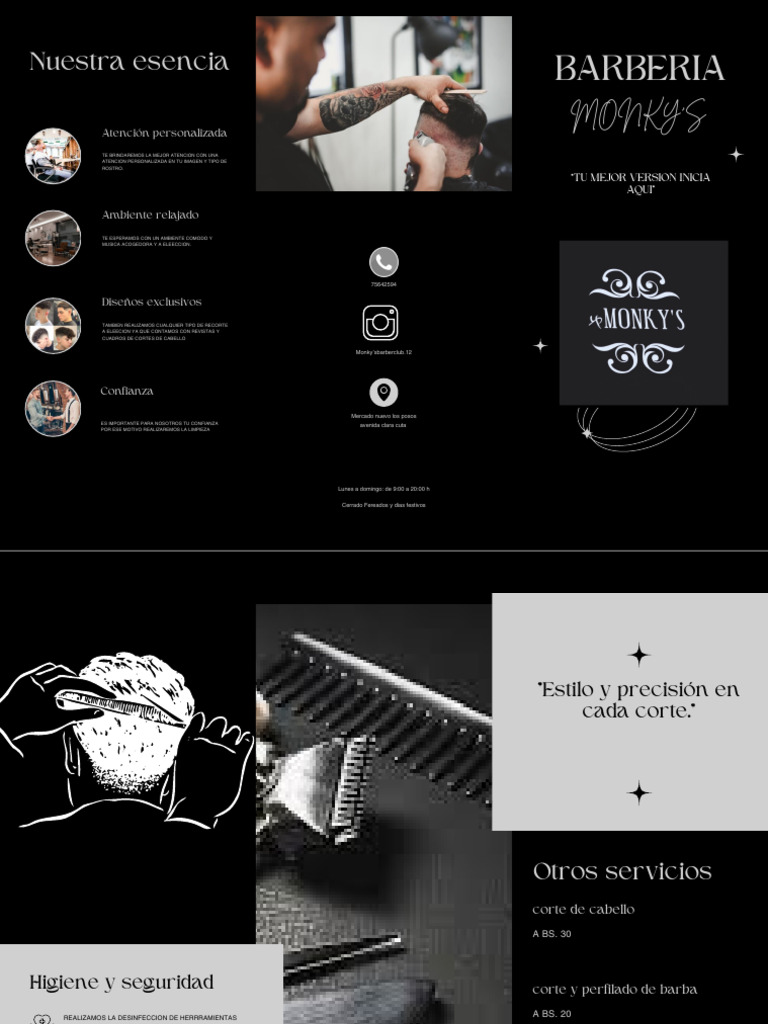 Folleto Tríptico Tatuajes Fotografía Elegante Blanco y Negro | PDF