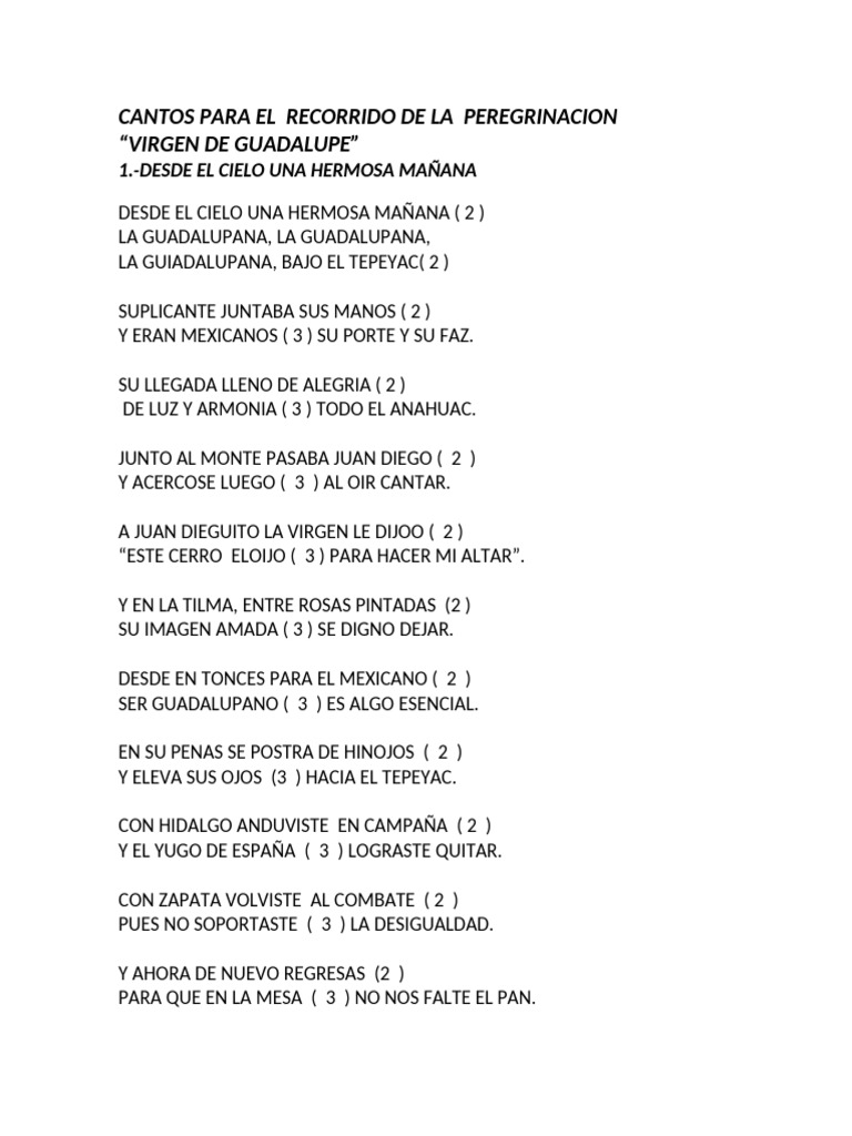 Cantos para El Recorrido de La Peregrinacion | PDF | María, madre de ...