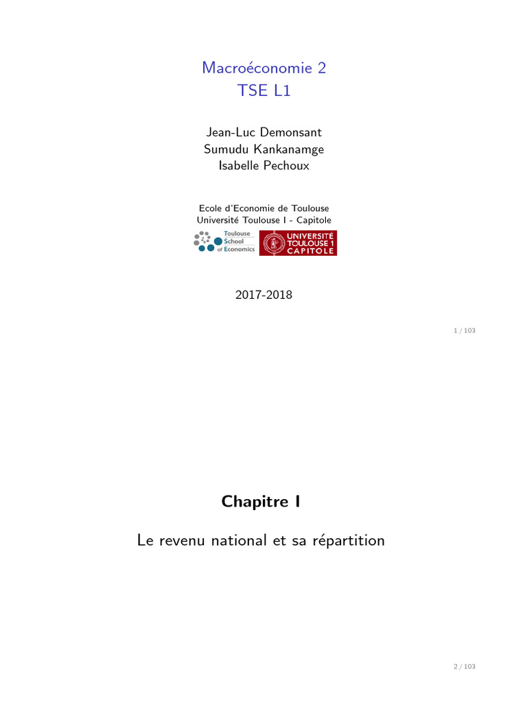 Macro Economie Licence 1 Chapitre 1 | PDF