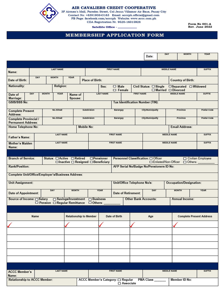 ACCC Membership Application Form NEW | PDF