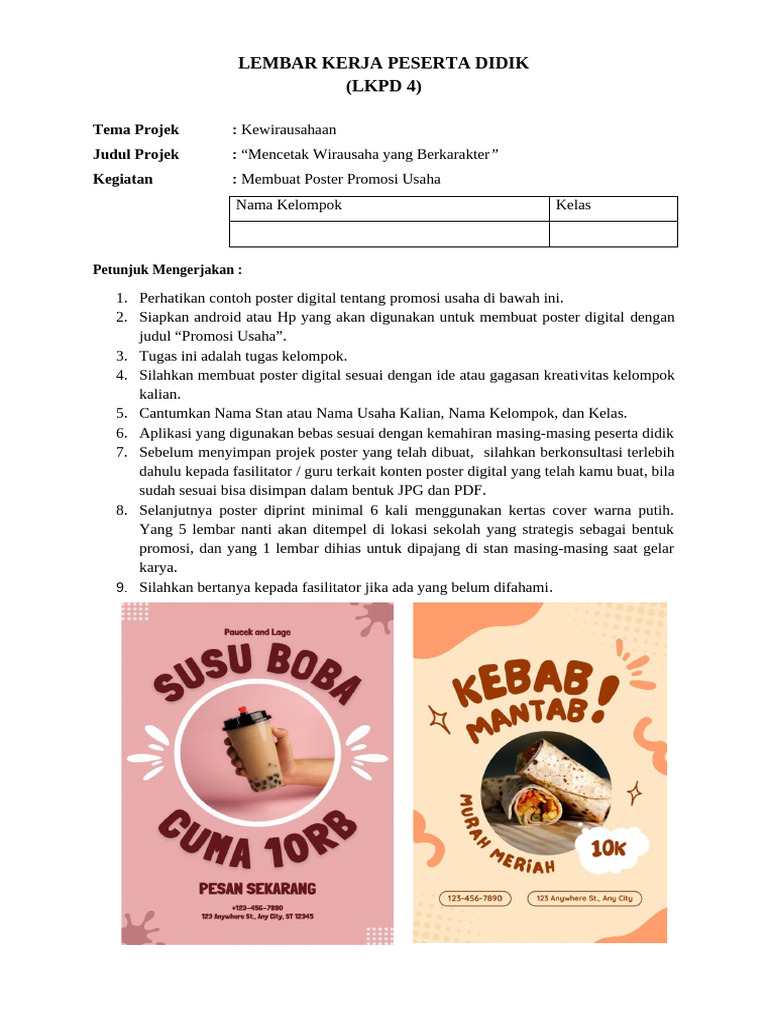 Poster Promosi Usaha Kewirausahaan | PDF