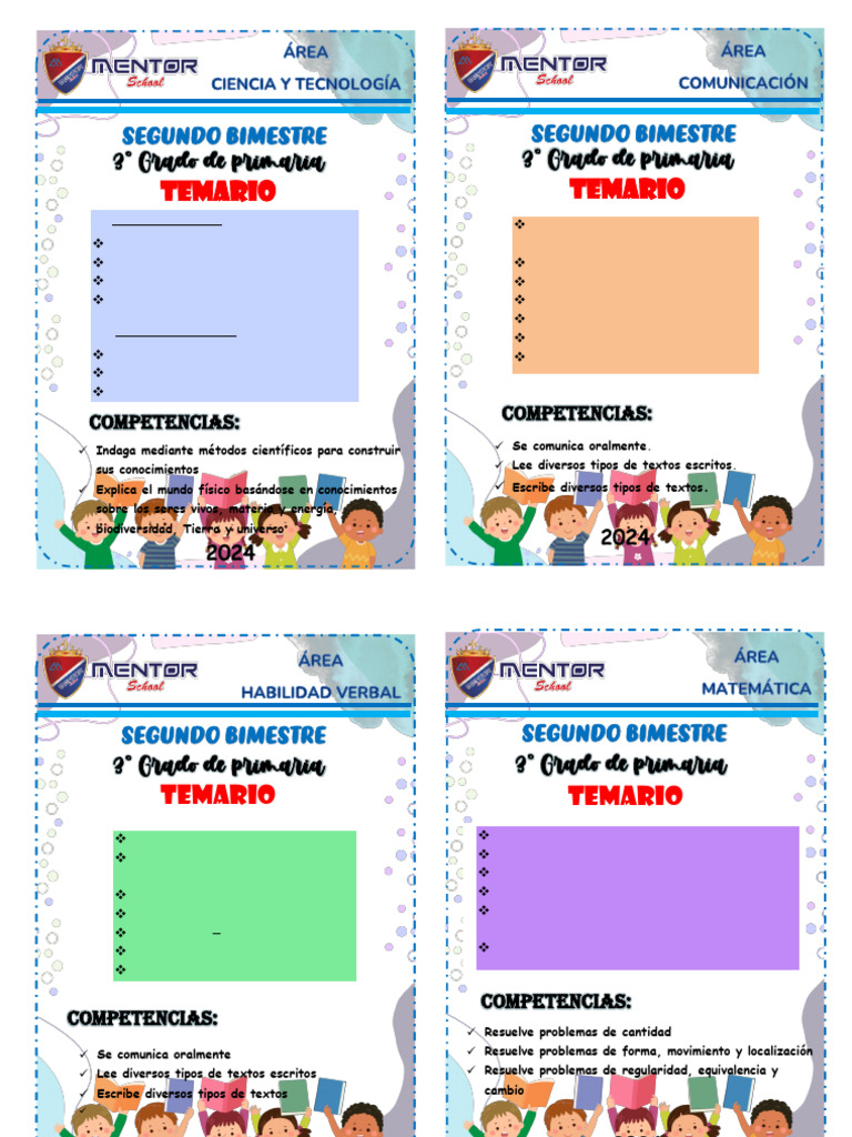 Temarios 2do Bimestre - 3er Grado | PDF