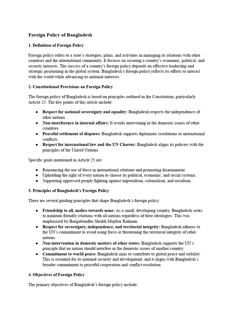 Foreign Policy of Bangladesh | PDF | Bangladesh | National Security
