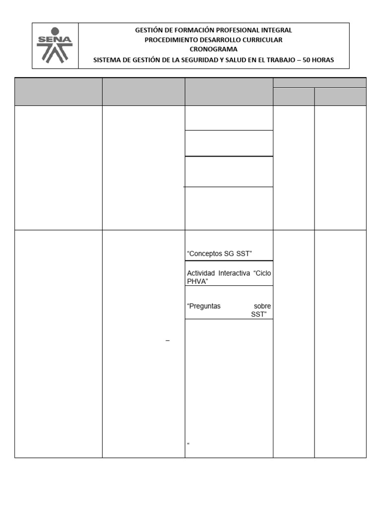 Cronograma Actividades Sg Sst 2024 Pdf