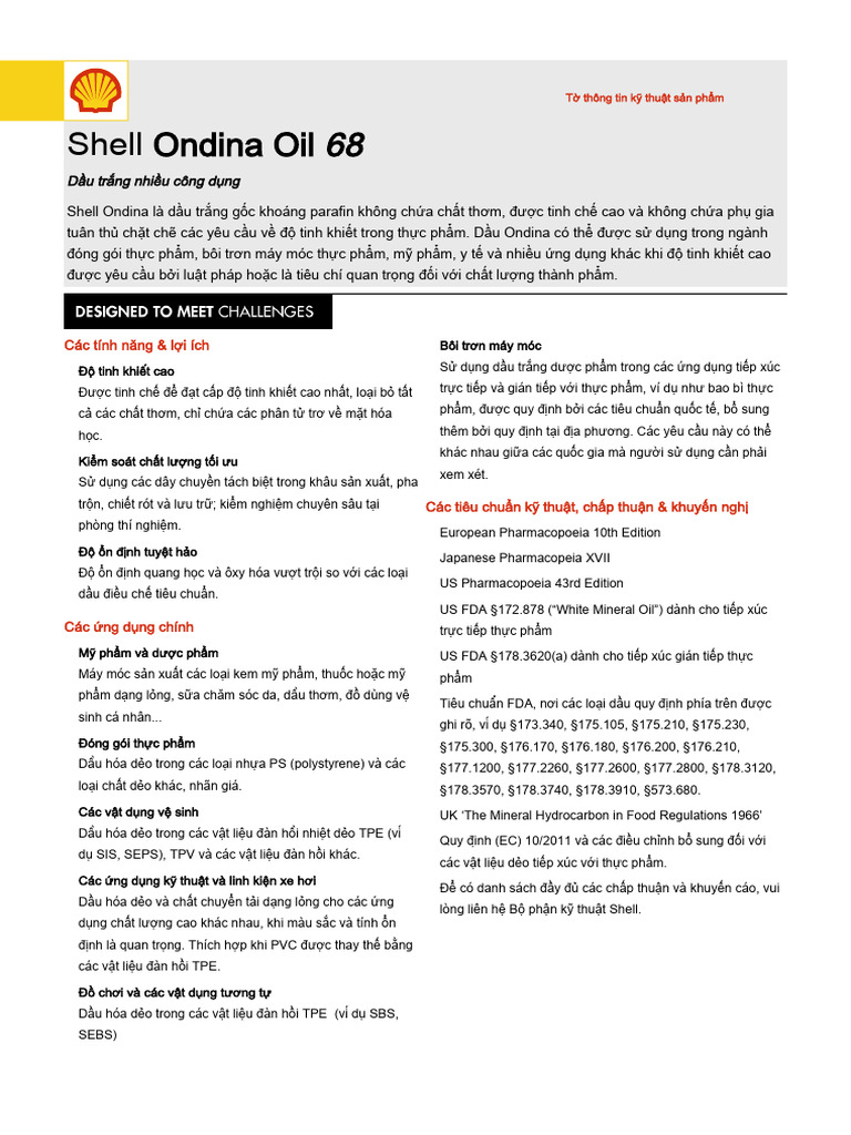 TDS - Shell Ondina Oil 68 - VI | PDF