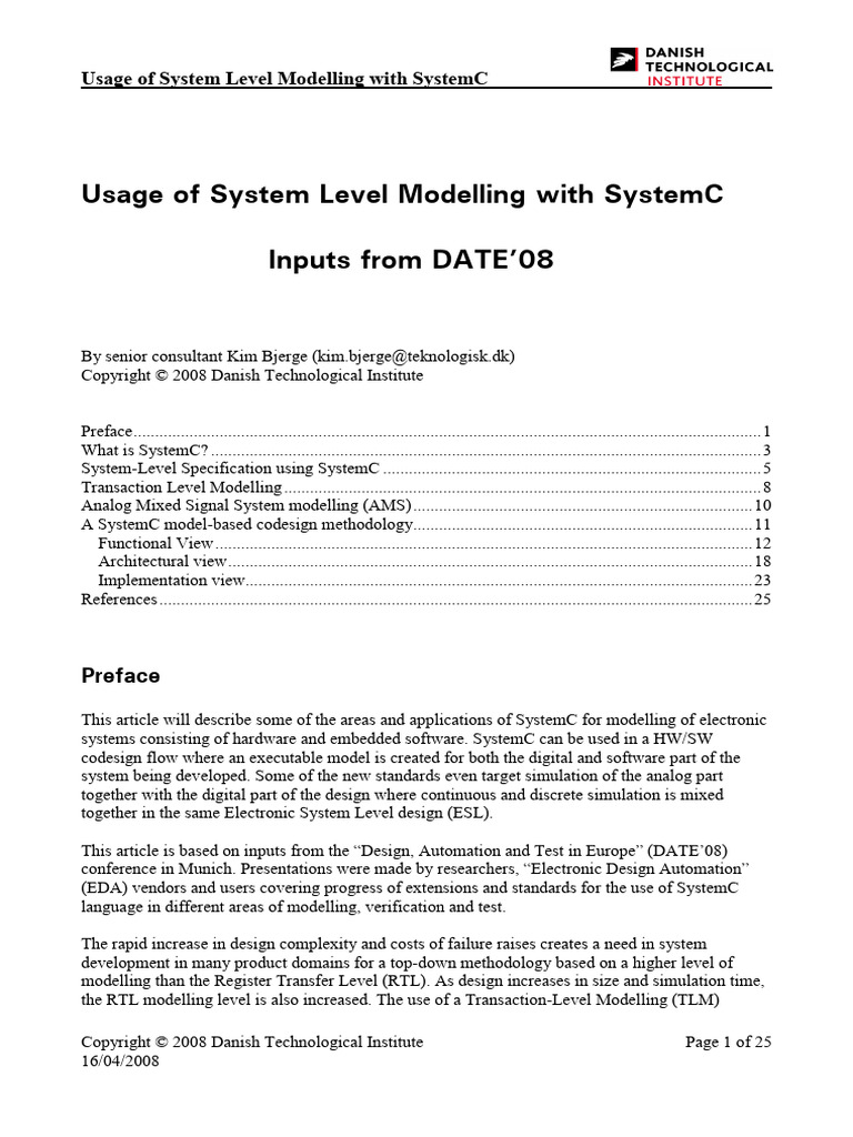 Usage of System Level Modelling With SystemC | PDF