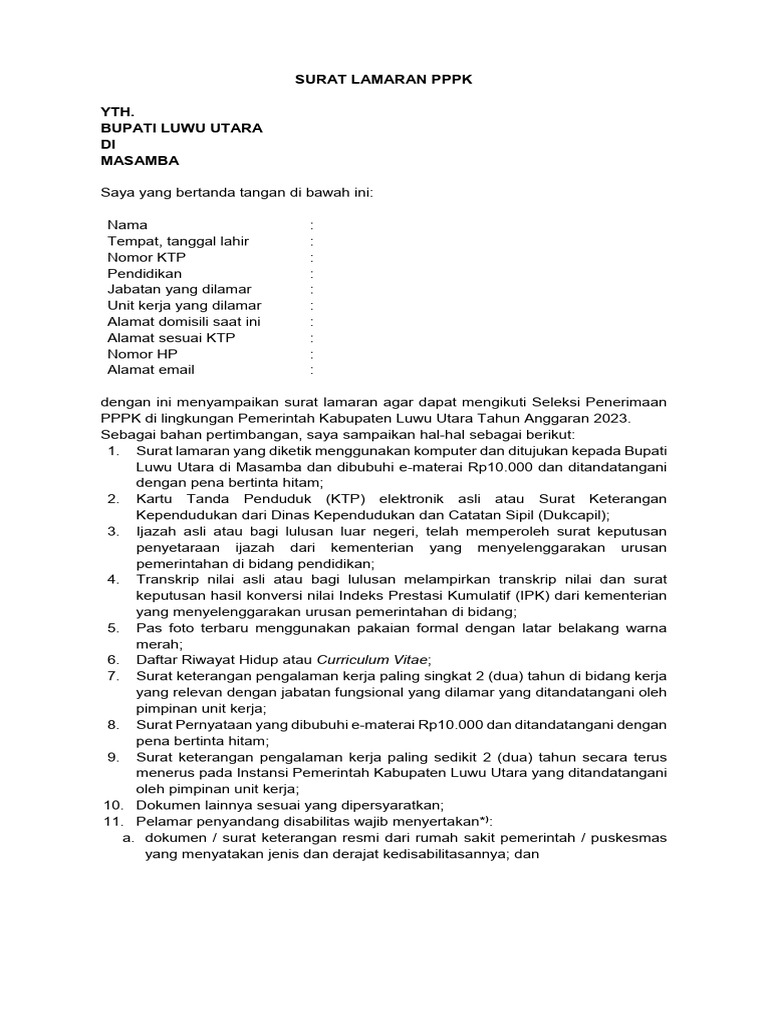 Lampiran II - Surat Lamaran | PDF