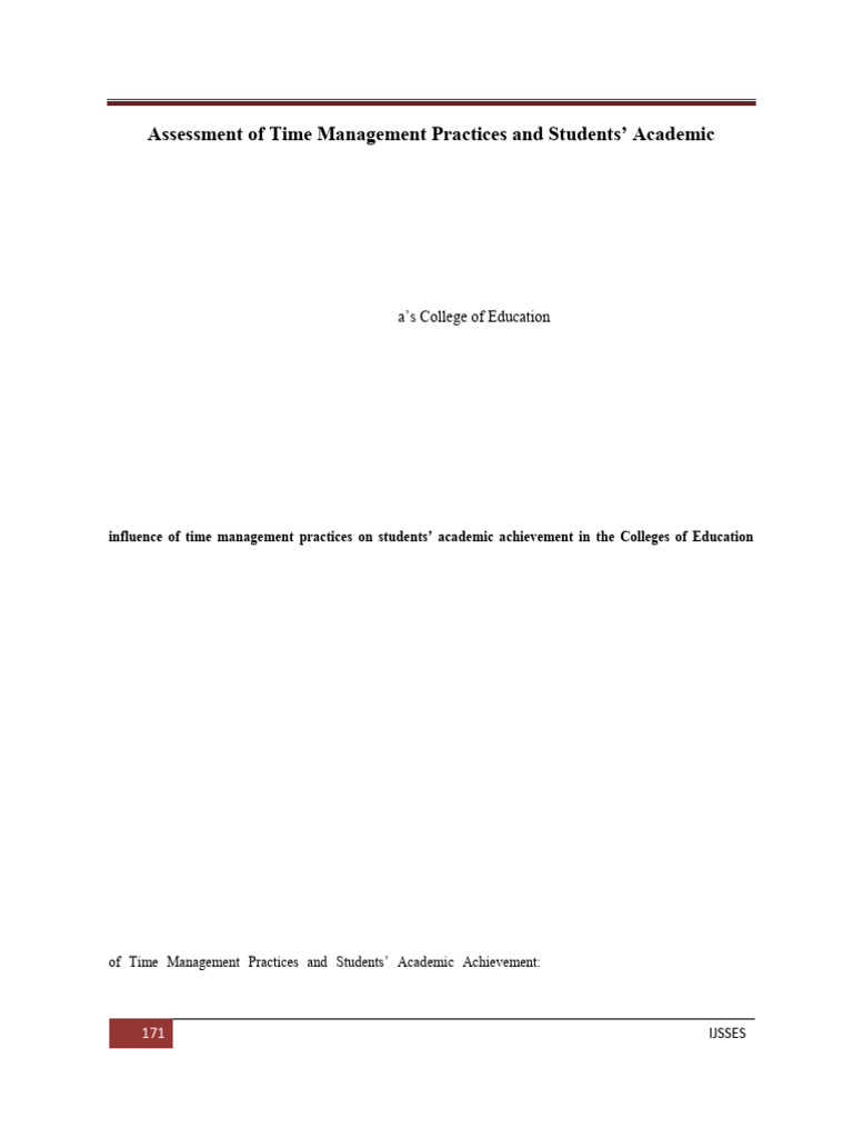 Assessment of Time Management Practices and Students Academic ...