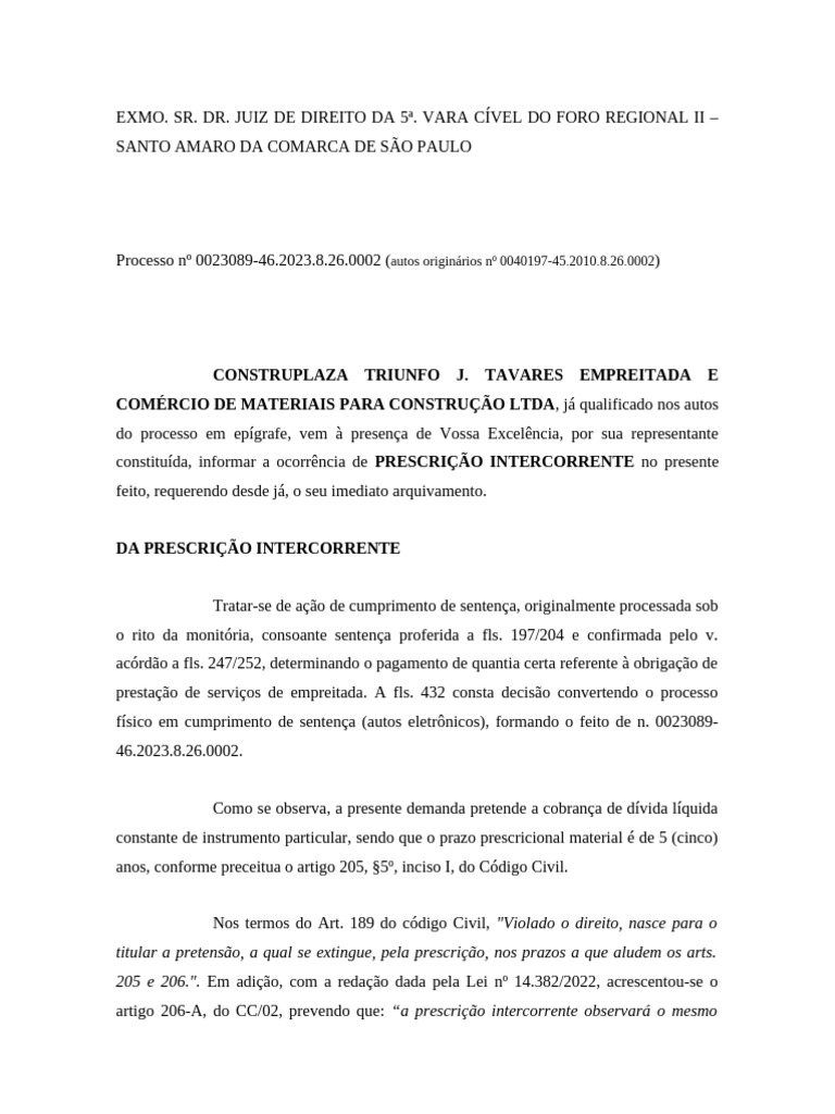 Prescricao Intercorrente Pdf