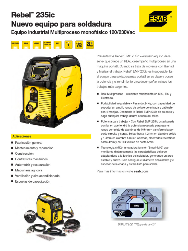 Rebel 235ic Nuevo Equipo para Soldadura: Equipo Industrial Multiproceso ...
