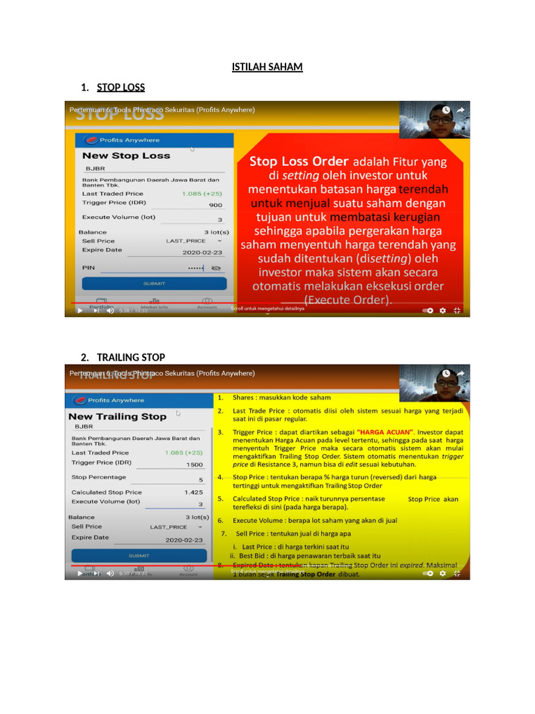 Istilah Saham Pada Aplikasi Profit Anywhere | PDF