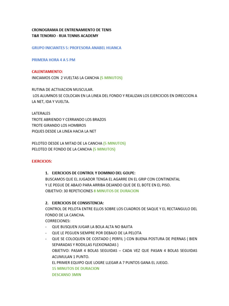 T&R CLASE ANABEL HUANCA - Sabado 24 Agosto | PDF