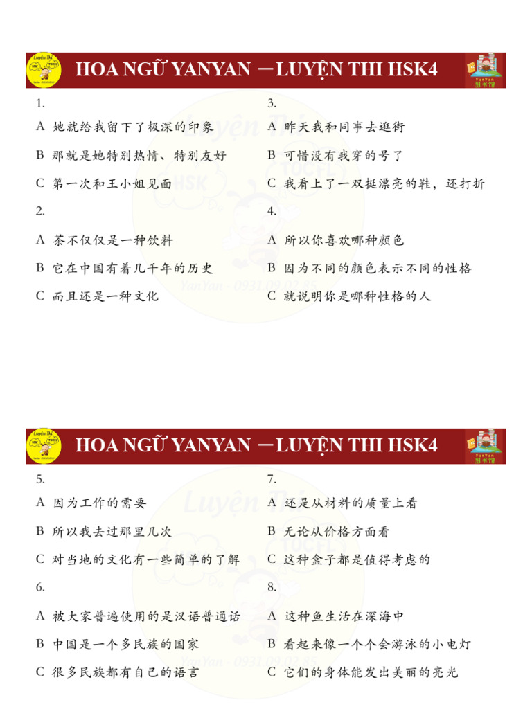 P3 Luyen Thi HSK4 in | PDF