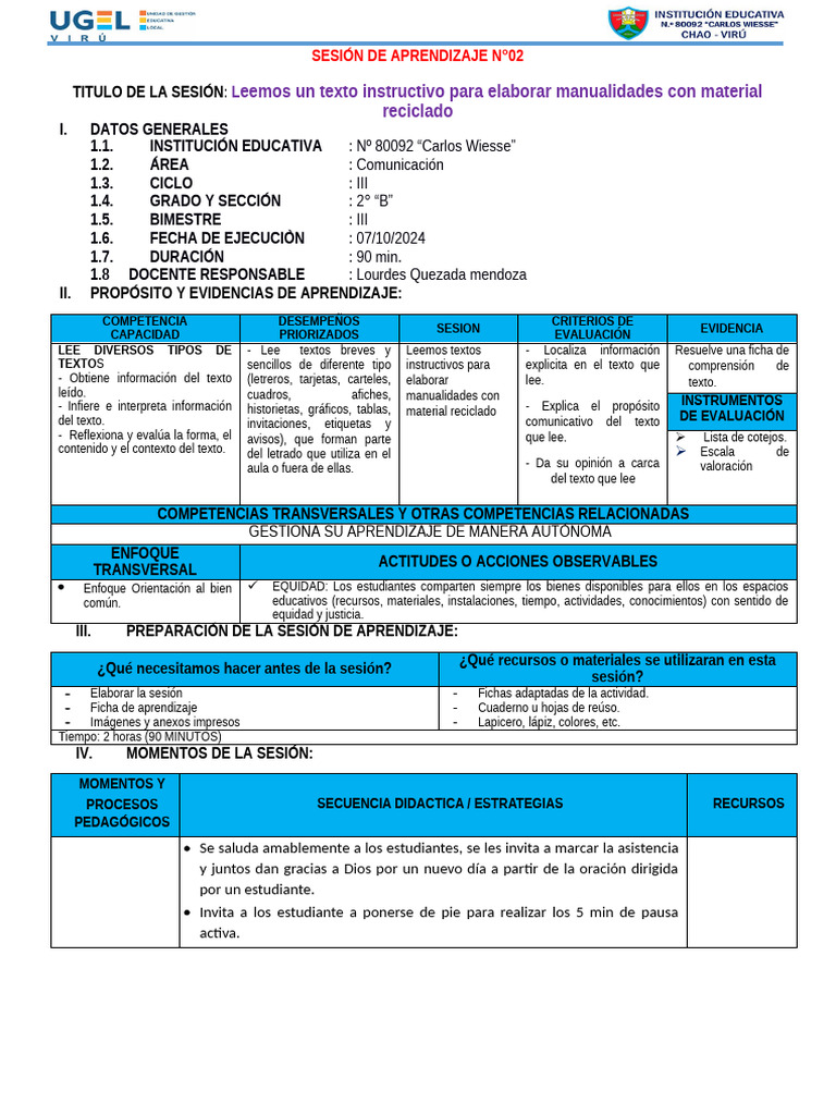 Sesion 2-Com-Leemos Un Texto Instructivo de Una Manualidad | PDF