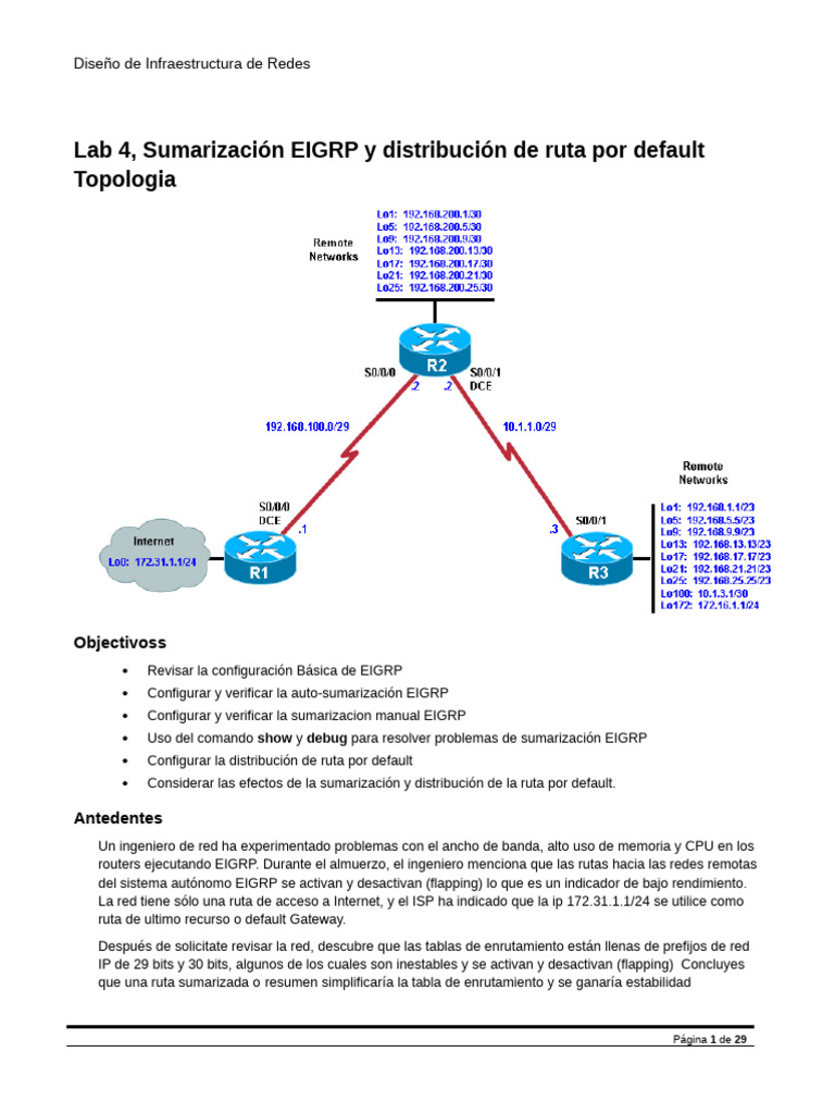 Lab 04 EIGRP Sumarizaci N V2 | PDF | Enrutador (Computación) | Informática