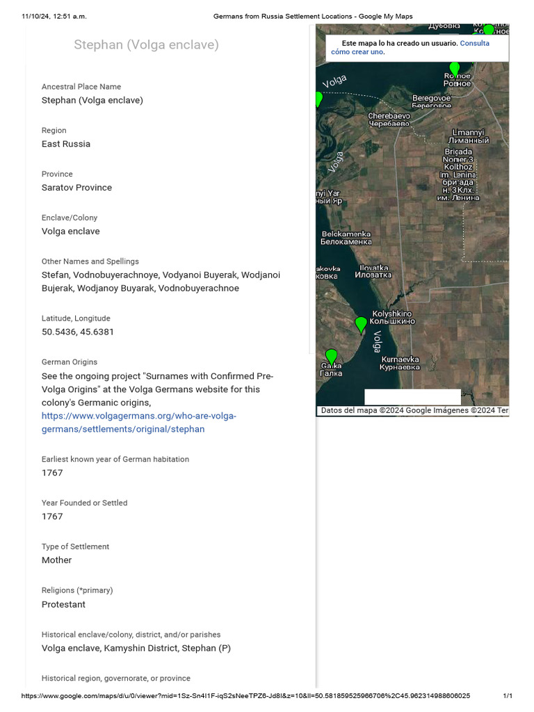 Germans From Russia Settlement Locations - Google My Maps - Stephan | PDF Germans From Russia Settlement Locations - Google My Maps - Stephan | PDF
