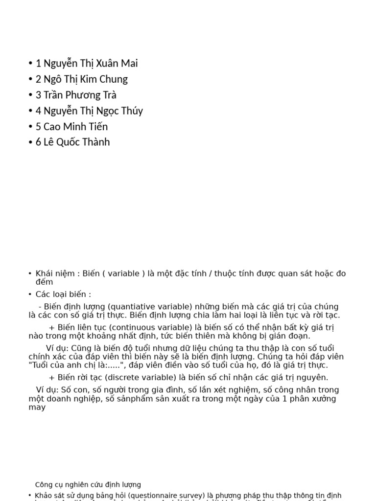 1 Nguyễn Thị Xuân Mai 2 Ngô Thị Kim Chung 3 Trần Phương Trà 4 Nguyễn Thị Ngọc Thúy 5 Cao Minh ...