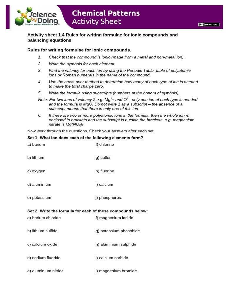 Chemical Patterns 1.4 AS | PDF