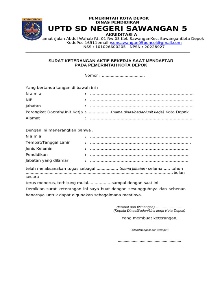Lampiran 4 - Format Surat Keterangan Aktif Bekerja PPPK (Indri Aprilia) | PDF | Home & Garden | Art