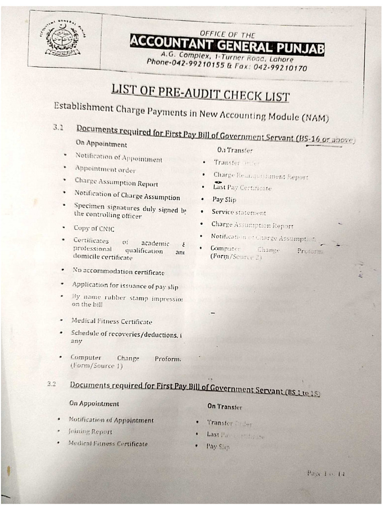 Pre Audit Check Iist | PDF