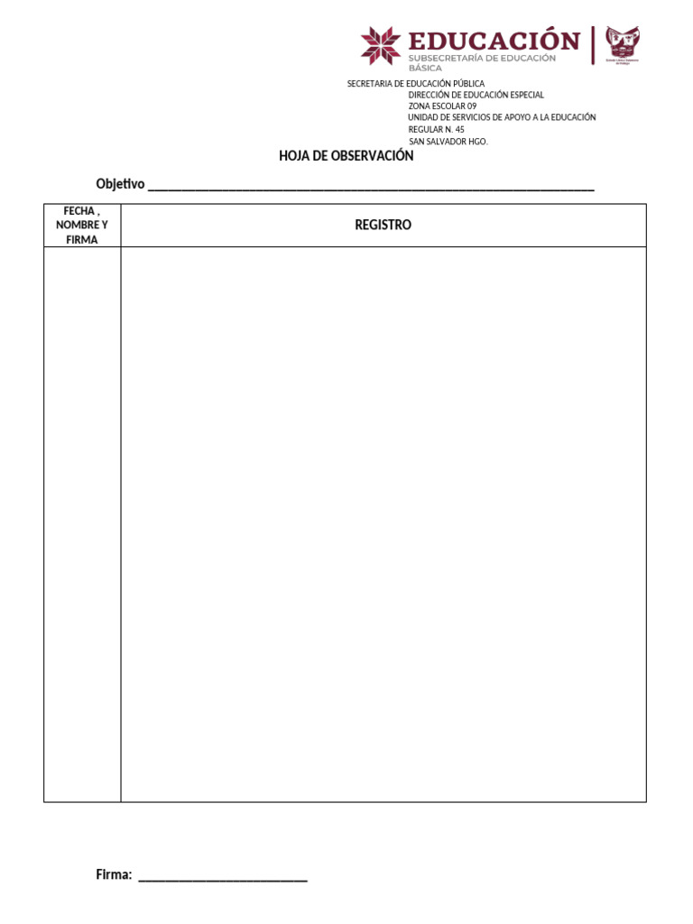 Hoja de Observación | PDF